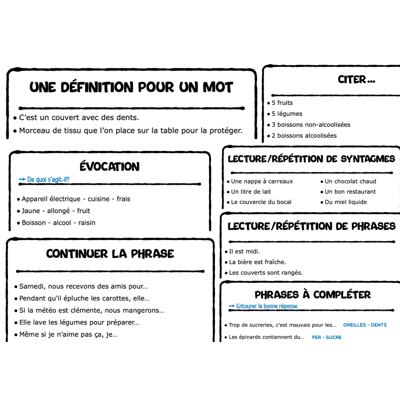 Dans la cuisine, au restaurant, la nourriture